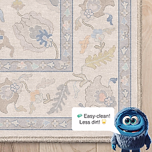 Well Woven Ushak Konya Cream 6' x 9' Area Rug for Large Living Room and Dining Room - Updated Traditional Boho Design, Easy Clean, Floor-Friendly Backing