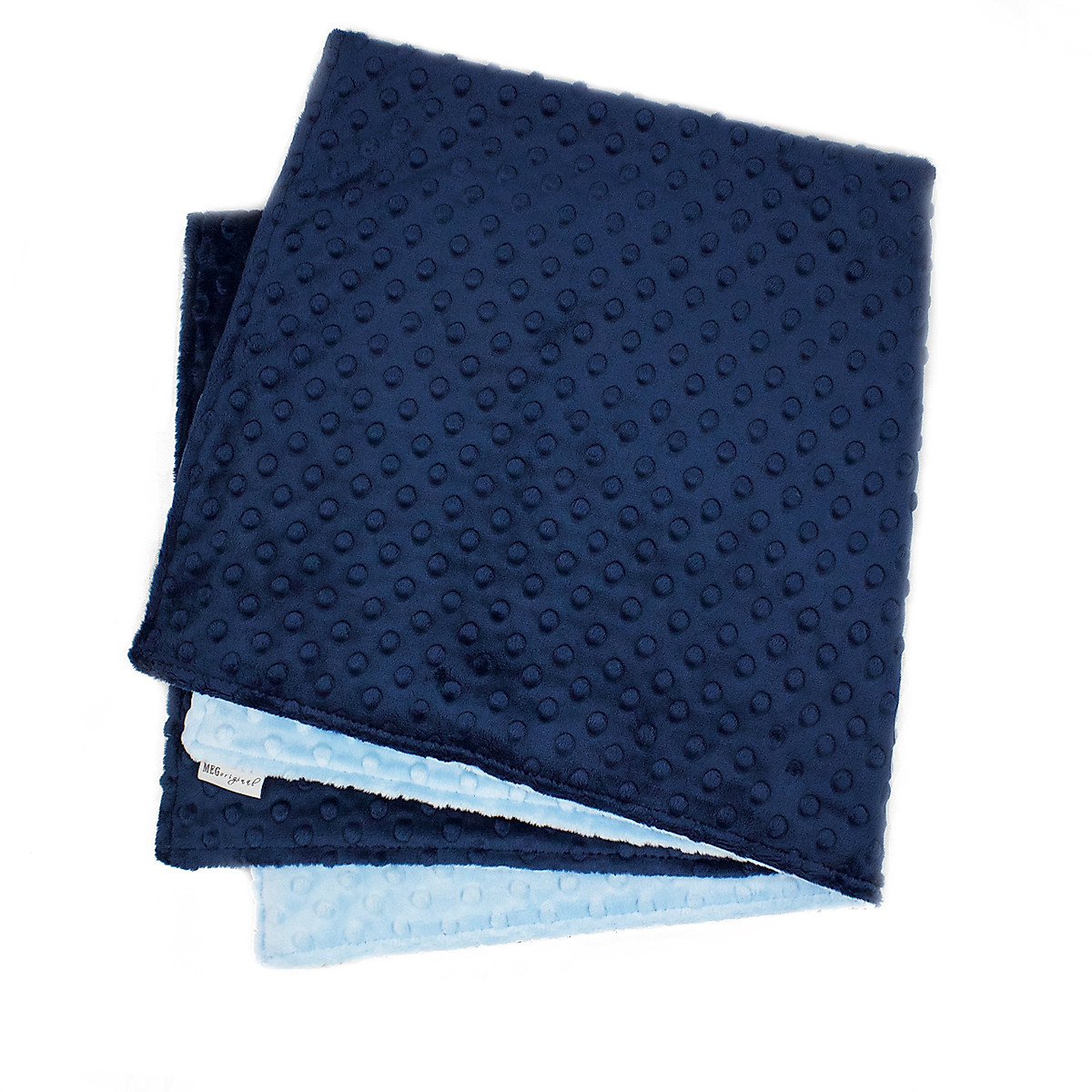 MEG ORIGINAL Navy Blue & Baby Blue Minky Dot Baby Boy Blanket
