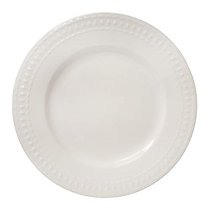 Tabletops Gallery Embossed Bone White Porcelain Round Dinnerware Collection- Chip Resistant Scratch Resistant, Bloom 12 Piece Dinnerware Set (Dinner Plate, Salad Plate, Cereal Bowl)