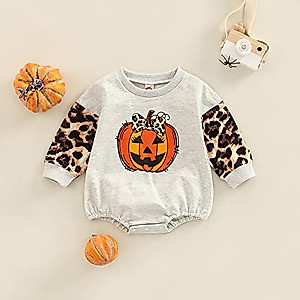 Ayalinggo Newborn Halloween Baby Girl Boy Pumpkin Patch Outfit Sweatshirt Romper Onesie Cute Fall Winter Clothes Romper Pie Kinda Guy 3-6 Months