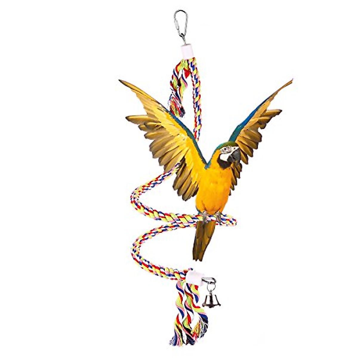 Bvanki Bird Rope Toys,49 inch Long Parrot Bungees Rope Toys, Large Medium and Small Parrot Toys Spiral Standing Toys (Medium 49 Inch)