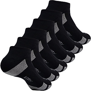 KONY Women's 6 Pairs Thick Cotton Cushioned Low Cut Ankle Black Athletic Socks Mesh No Show Running Socks Size 6-9 (Black - 6 Pairs)