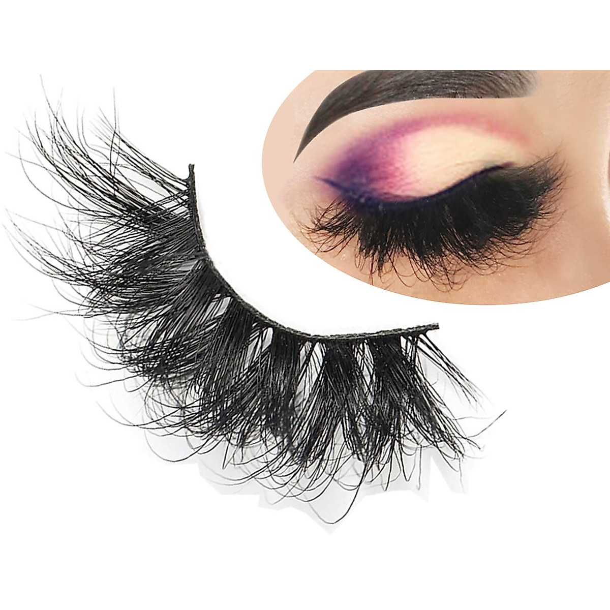 HICOCU 25mm Lashes Mink 3 Pairs False Eyelashes Dramatic Look lashes 25mm Set Pack 3D Lashes Long Volume Mink Eyelashes(WYS-SHD-3)