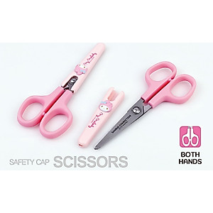 Cute Kitty Friends Figure Safety Scissors with Cover (Light Pink)