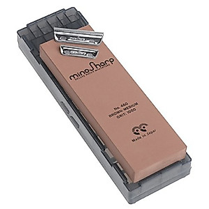 Global 460, MinoSharp Medium Grit Whetstone Knife Sharpening Kit, 8.25", Brown