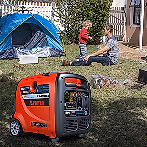 A-iPower SUA4000iED 4000 Watt Portable Inverter Generator Gas & Propane Powered, Small with Electric Start RV Ready for Camping, Tailgate, or Home emergency