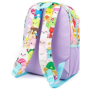 Squishmallows Girls 4 Piece Backpack Set | Kids Purple Rucksack Bundle with School Bag, Pencil Case, Lunch Bag & Water Bottle