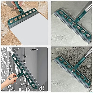 Magic Broom Sweeping Brush Multifunction Magic Broom Sweeper, Squeeze Silicone Broom Sweeping, Detachable Floor Squeegee Glass Wiper for Bathroom Window Bathroom Kitchen Tile Cleaning (Grey)