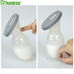 haakaa Manual Breast Pump with Suction Base and Upgrade Silicone Lid(5oz/150ml)