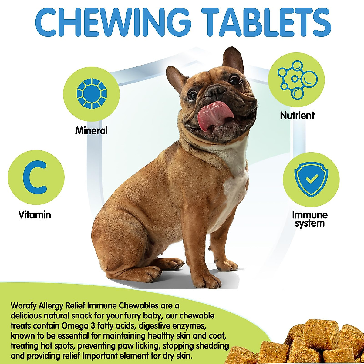 Dog Allergy Relief Chews for All Ages All Breeds - cgify 120 Soft Chews for Dog Itch Relief, Immune Chews, Skin & Coat Supplement, Omega 3 Fish Oil Probiotics for Dogs (Chicken Flavored)