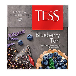 Tess Blueberry Tart Black Tea Composition Blueberry and Lavander Leaf Tea in 20 Pyramid Sachets