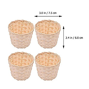 STOBOK Wedding Favors 6Pcs Mini Woven Basket, Small Wicker Baskets Miniature Flower Basket Rattan Storage Baskets Container for Party Favors Crafts Decor Small Woven Basket