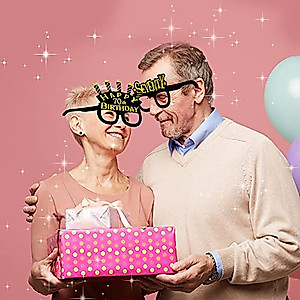 jenlion 70th birthday decorations party glasses - seventy birthday masks - black gold theme 70th birthday party supplies. 70th birthday party favors. Set of 24