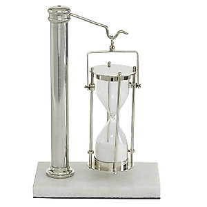 The Novogratz Brass Hourglass Sand Timer, 7" x 4" x 10", Silver