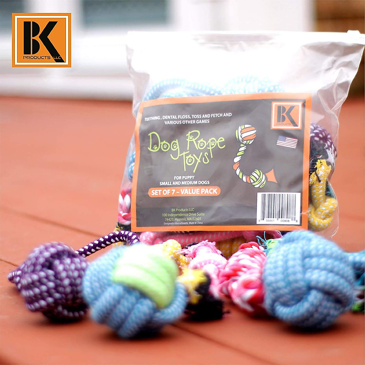 BK PRODUCTS LLC 7 Dog Chew Toys Made of All-Natural Cotton for Small Breeds and Puppies – Dog Rope Toy Set Stimulates Gums, Helps Fight Plaque and Relieves Boredom and Separation Anxiety