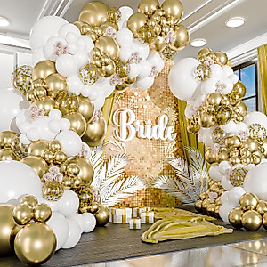 ALL-IN-1 White and Gold Balloons Garland & Arch Kit – Small and Large Gold and White Balloons – Party Decorations for Wedding, Birthday, Bridal Shower, Baby Shower, Graduation, Confetti