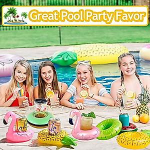 iShyan Inflatable Drink Holder, 25 Pack Drink Floats Inflatable Cup Holders Flamingo Coasters for Swimming Pool Party