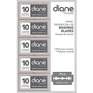 Diane, 100 Double Edge Safety Razor Blades, Manufactured with Swedish Stainless Steel, 10 Count (Pack of 10)