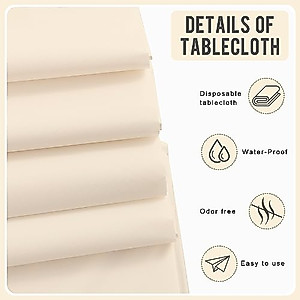 Eleclassi Ivory 12 Pack Premium Disposable Plastic Tablecloth 54 x 108 in - Plastic Table Cloths for Parties Disposable Tablecloth for Rectangle Tables Up to 8 Ft - Rectangle Tablecloth