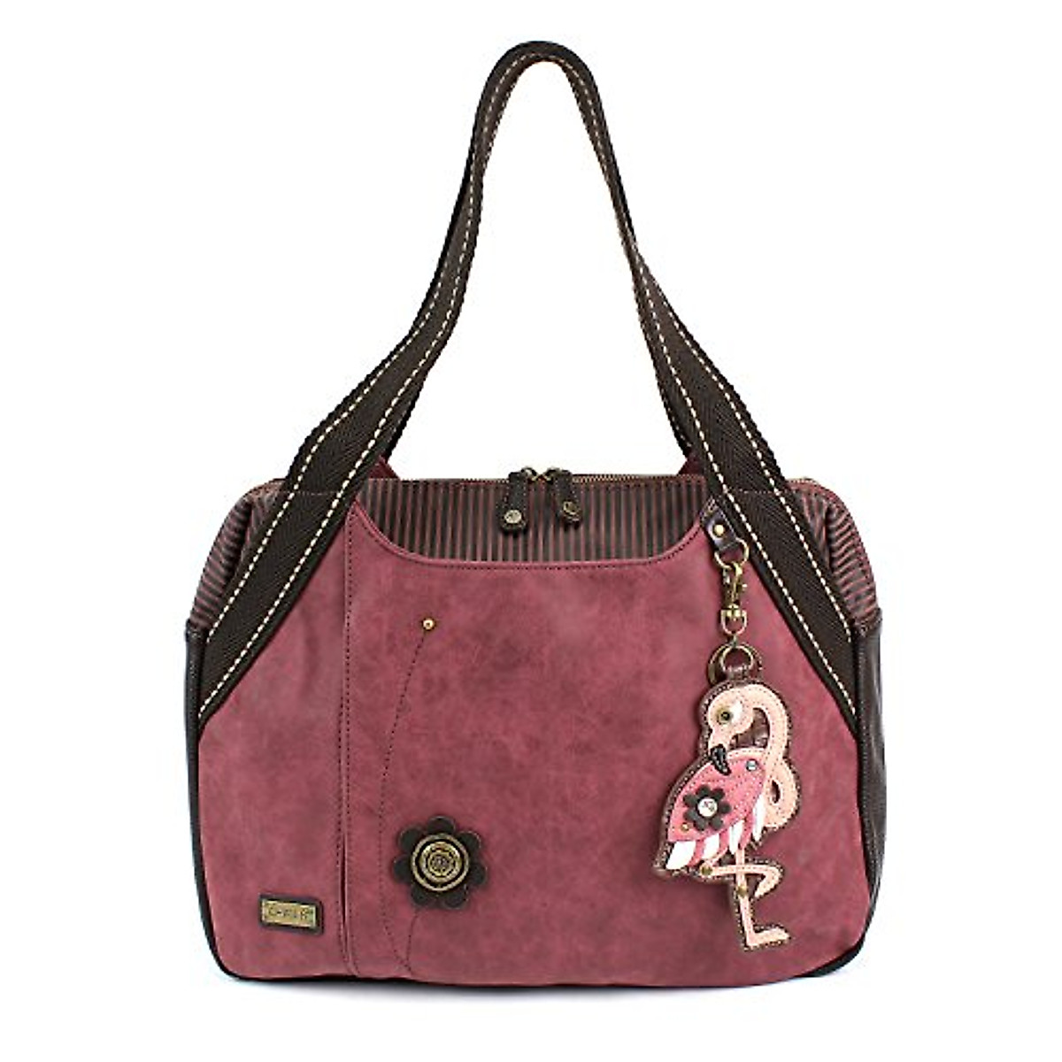 Chala Handbag Shoulder Purse Tote Bag with Flamingo Charm