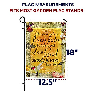 America Forever Bible Verse Garden Flag - 12.5 x 18 inch -Isaiah 40:8 God Stands Forever - Christian Quotes Double Sided Religious Outdoor Yard Decorative Inspirational Flag