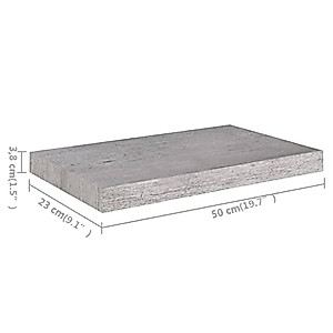 SCARSON Floating Wall Shelf Concrete Gray 19.7"x9.1"x1.5" MDF Gray (1.54KG/3.388LB)