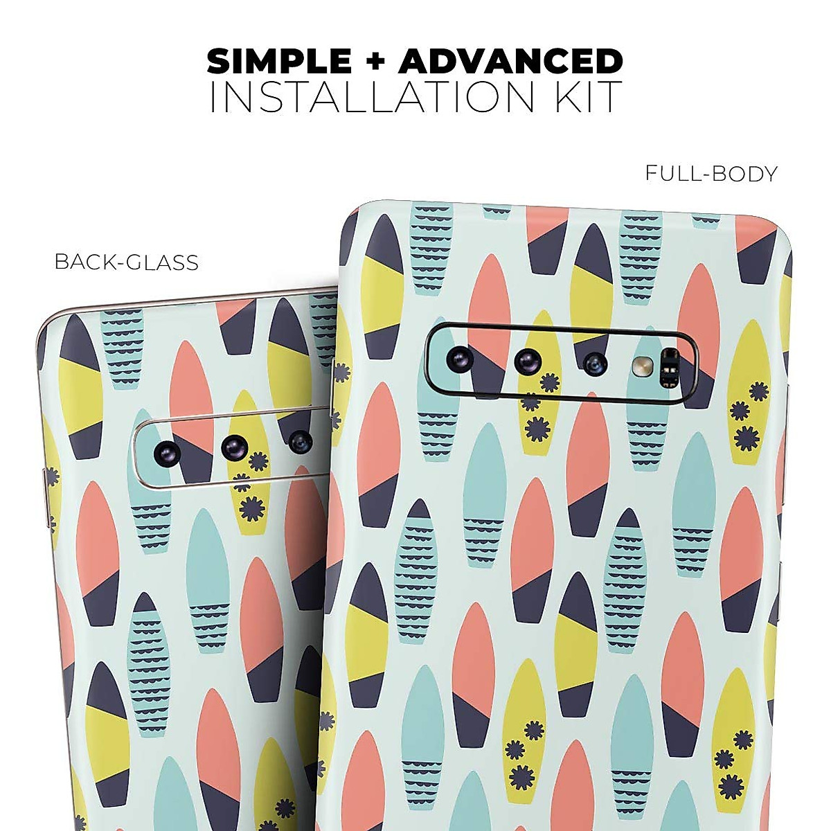 DesignSkinz Vibrant Colored Surfboard Pattern Protective Vinyl Decal Wrap Skin Cover Compatible with The Samsung Galaxy S20 (Screen Trim & Back Glass Skin)