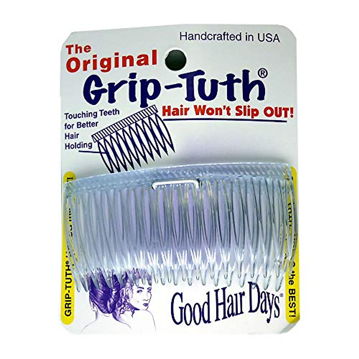 Good Hair Days 3 1/4 Inch Grip-Tuth Comb - Ice Crystal - 2 Combs 40817