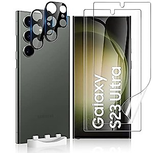 geekboy [2+2 Pack] Galaxy S23 Ultra Screen Protector with Camera Lens Protector, Soft EPU Screen Protector (Not Glass), Anti Scratch, High Definition Bubble-Free, Case Friendly