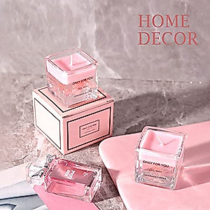 Scented Candle with Dry Flower Inside, Pink Candles Gifts for Women Birthday Mother's Day Anniversary Valentine's Day, Natural Soy Candle Decorative Candles for Home Scented Home Decoration, Non-Toxic