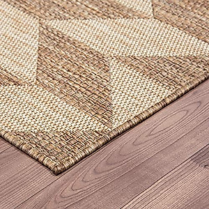 PRIYATE Chevron Outdoor/Indoor Area Rug 8' x 10' – Moroccan Inspired Ourika Geometrical Collection - Easy Clean, Pet Friendly, High Traffic Carpet - Patio, Deck, Pool Side, Living & Dining Room