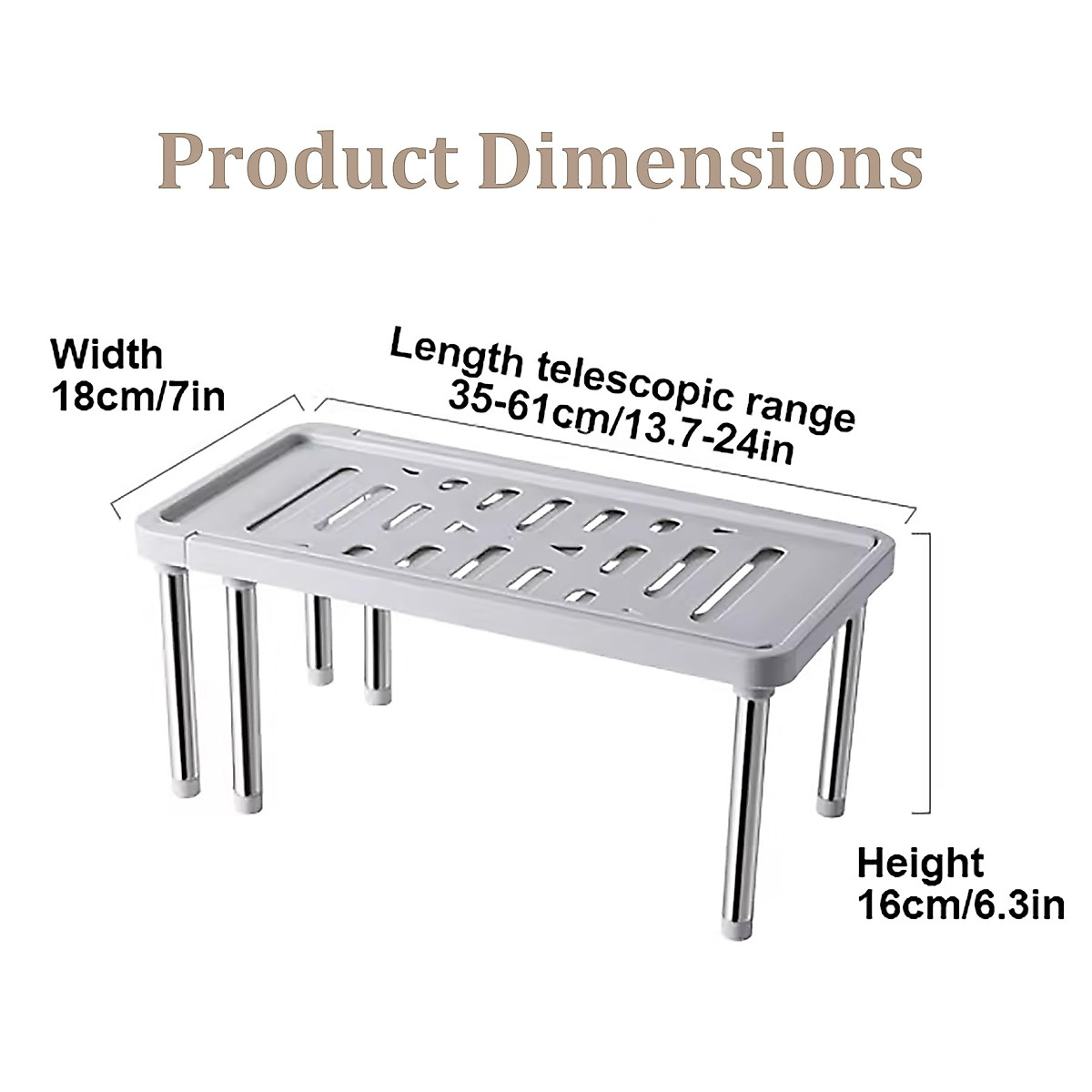 Atkits Adjustable Shelf Organizer Expandable Under Sink Organizer and Storage Multi-Use Under Kitchen Cabinet Storage Shelf,White