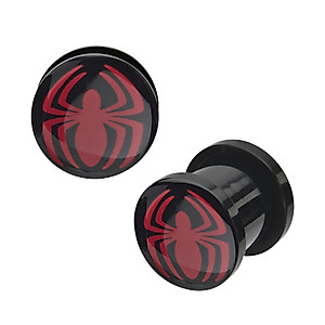 Marvel Comics Unisex Spider-Man Black Acrylic Screw Fit Plugs