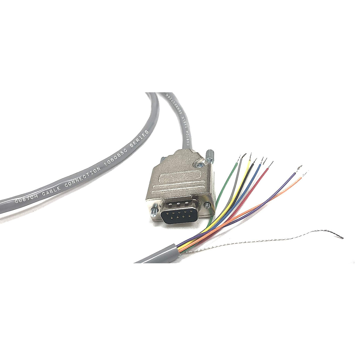 100 Foot DB9 Male to Blunt End RS232 Extension Serial Cable - 24 AWG with Grey PVC Jacket - Made in USA by Custom Cable Connection