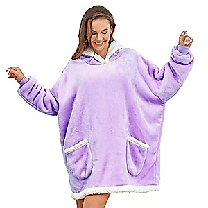 GIVDDAE Oversized Wearable Blanket Hoodie Wearable Blanket Sweatshirt for Women and Men Purple