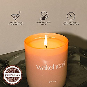 Wakeheart Premium Soy Coconut Wax Candle, Natural Non-Toxic, Highly Scented, Vegan, Cinnamon Amber Vanilla Fragrance w/Cotton Wick in Decorative Glass Jar, Hand Poured, 8oz 55 Hour Clean Burn Time