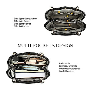 KouLi Buir Hobo Bags for Women Large PU Leather Purses and Handbags Shoulder Bags Ladies Crossbody Bags Top Handle Tote Bag (Black)