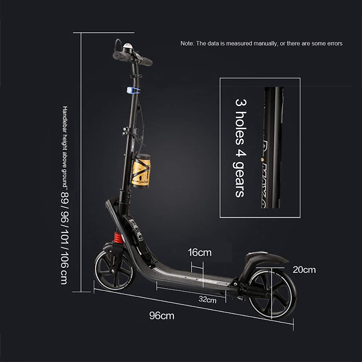 WRRAC-Trampolines Sport Pro Scooter Stunt Kick Scooters with Brake and Suspension Light Frame Big 200mm Wheel Durable Push Scooter for Adults, Kids and Teens, White