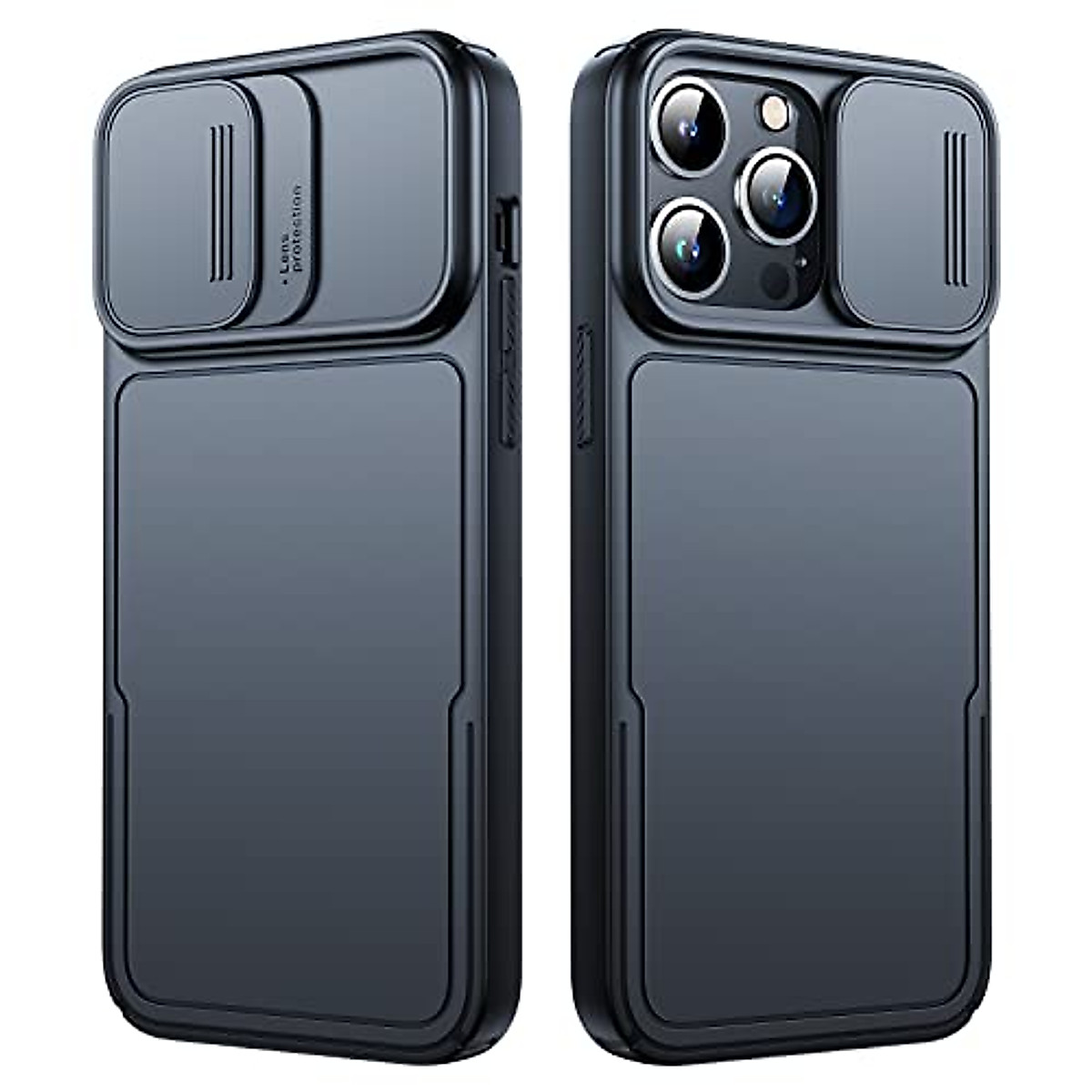 Simtect Compatible with iPhone 14 Pro with Camera Cover [12FT Drop Protection] Snug Touch Slim Protective Hard Back and Shockproof Bumper Case for iPhone 14 Pro Phone Case 6.1"-Black