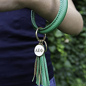 Sorority Shop - Zeta Phi Beta Bangle Keychain - Ring Keychain with Engraved Disc