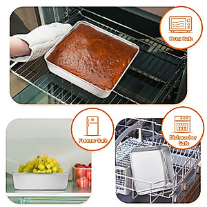 TeamFar Square Cake Pan, 6/8 / 9 Inch Stainless Steel Square Baking Pan for Cake Brownie Lasagna, Non-Toxic & Heavy Duty, One Piece Design & Deep Wall, Smooth & Dishwasher Safe – Set of 3