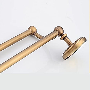 Bath Towel Bar Antique Copper Double Rod Towel Rail, Bronze Bathroom Bathroom Towel Rack Towel Holder (Color : A Double Pole 60cm)