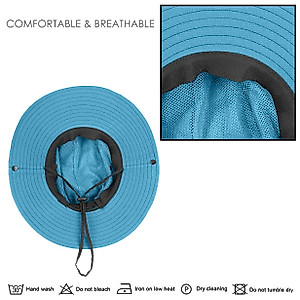 IYEBRAO 2 Pack Womens Ponytail Sun Hat UV Protection Bucket Hats Foldable Wide Brim Summer Boonie Beach Cap Fishing Hiking(Purple & Sky Blue)