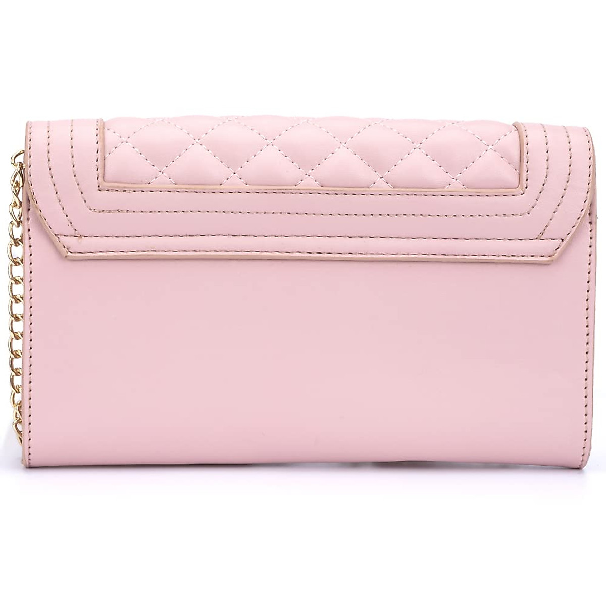 Olivia Miller Women's Fashion Cameron PU Faux Leather Quilted Textured w Front Flap, Pink Crossbody Bag Everyday Small Casual Evening Purse Handbag