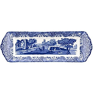 Spode Blue Italian Small Tray | Serving Platter for Tea Sandwiches, Desserts, and Appetizers | Porcelain | Measures 9-Inches | Dishwasher Safe (Blue/ White)