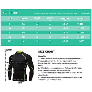Yuerlian Men's Long Sleeve Compression Shirts Sports Rash Guard Base Layer Athletic Workout Shirt Gym Tops Undershirts Blue
