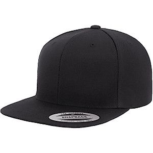 Mrlahat 6089 Yupoong Yp by Flexfit 6-Panel Structured Flat Visor Classic Snapback Cap with Black Bandana (Black)