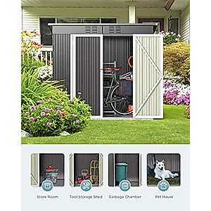 Bealife 6' x 4' Outdoor Storage Shed Clearance with Floor Base, Metal Outdoor Storage Cabinet with Double Lockable Doors, Waterproof Tool Shed, Backyard Shed for Garden, Patio, Lawn, in 2boxes(Grey)