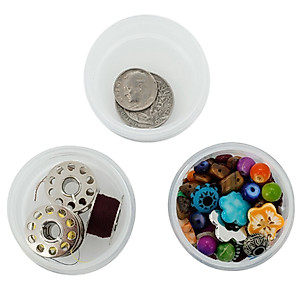 Paylak Storage Container Impact Resistant Stackable Clear Containers 6 For Beads Crafts Findings Small Items 1.75" Round