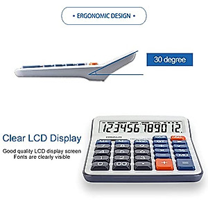 Desktop Calculator Large LCD Display 12 Digit Number Handheld Portable Pocket Basic Calculator with Big Soft Sensitive Button, Battery and Solar Powered, for Office Home School Use(OS-6M)
